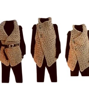 Women's Crochet WRAP VEST, Crochet Pattern- Sweater, Crochet for Women ...