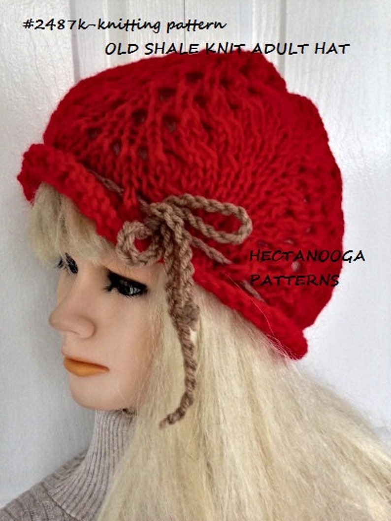 KNIT HAT PATTERN, Fan and Feather Stitch, Knitting Patterns, Women's ...
