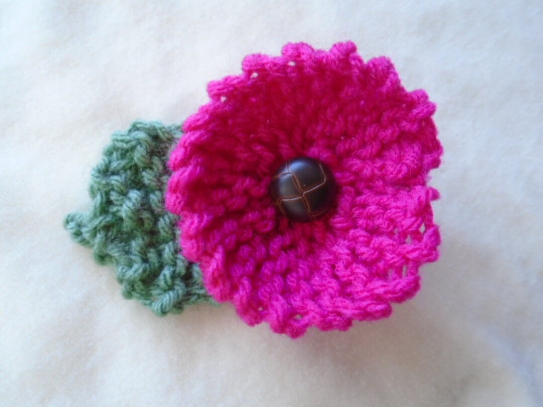 KNITTING PATTERN, Flower, Beginner Level, Knit Flower Pattern and Leaf ...