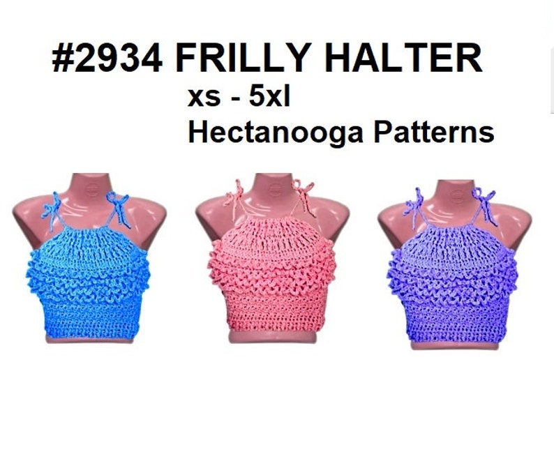 FRILLY HALTER TOP, Easy Crochet Pattern, Xs - 5xl Sizes, Crochet for ...