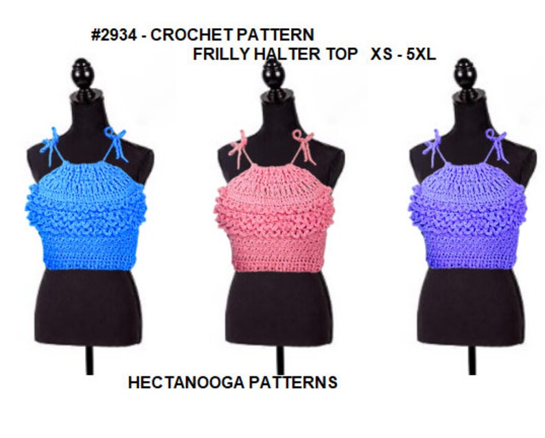 FRILLY HALTER TOP, Easy Crochet Pattern, Xs - 5xl Sizes, Crochet for ...