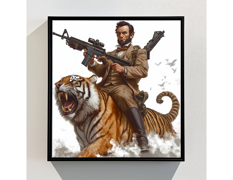 Abraham Lincoln Riding a Tiger A.I. Art - Etsy