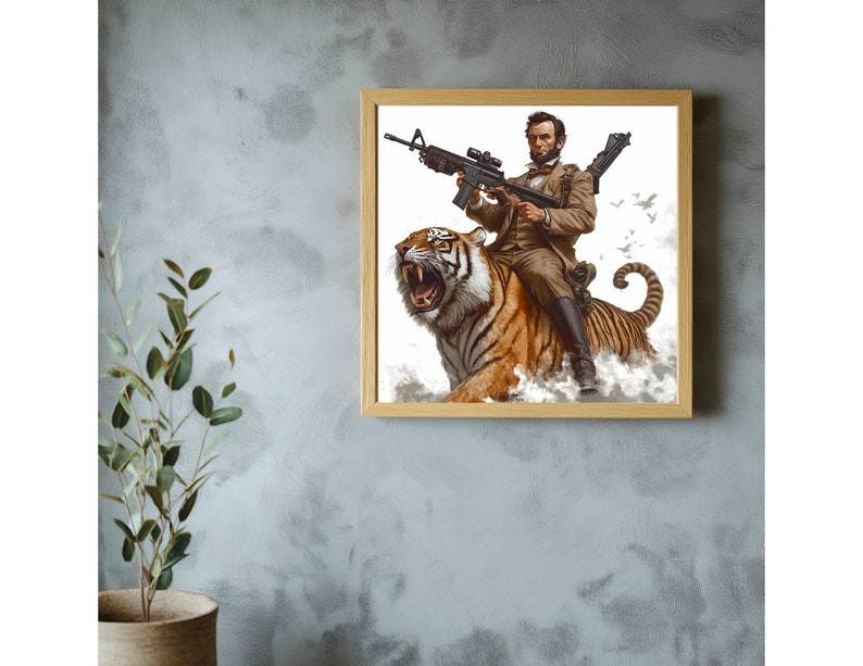 Abraham Lincoln Riding a Tiger A.I. Art - Etsy
