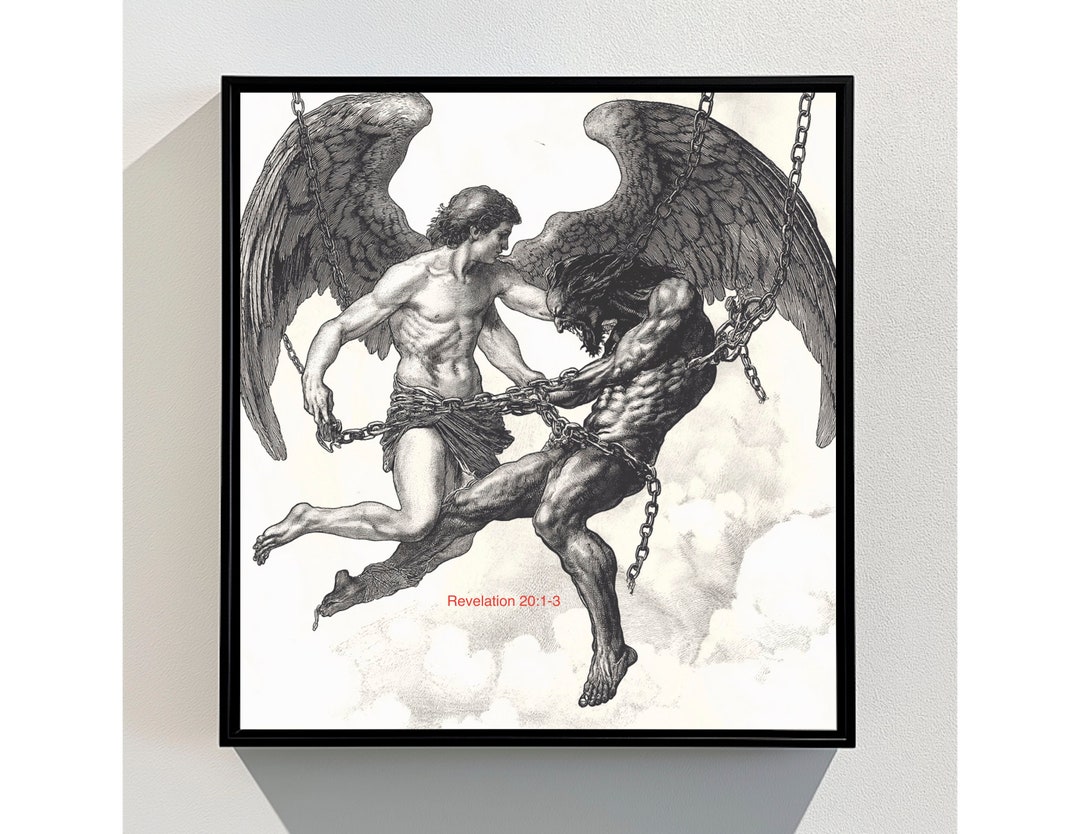 Angel Vs Devil Chained (revelation 20:1-3) A.I. Art - Etsy