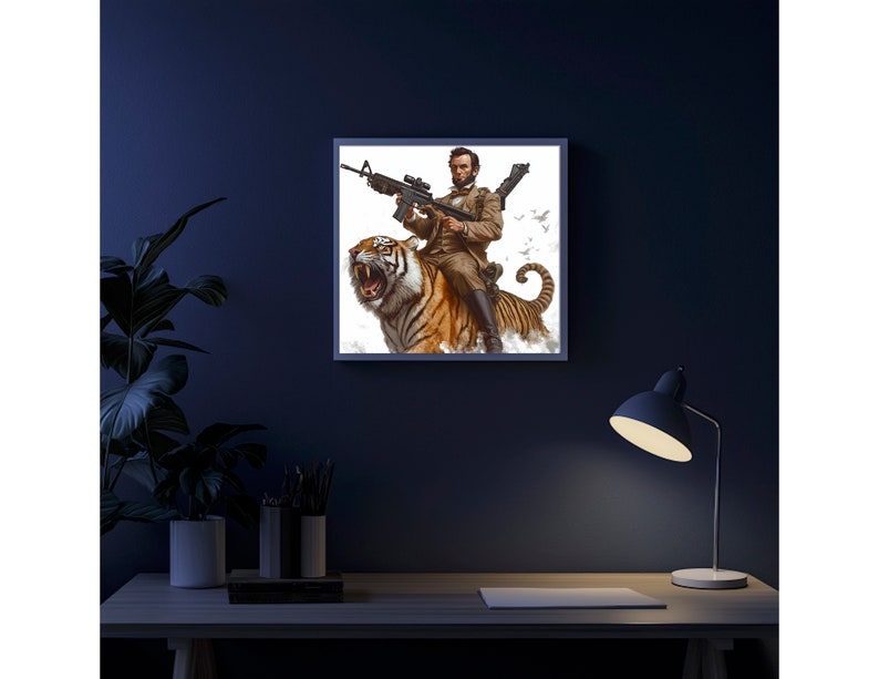 Abraham Lincoln Riding a Tiger A.I. Art - Etsy