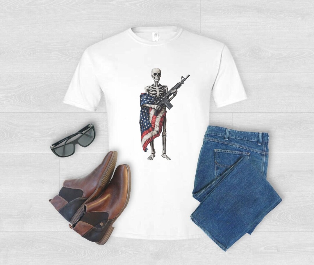 Skelton Solider, American Flag and Rifle, Patriotism, America - Etsy