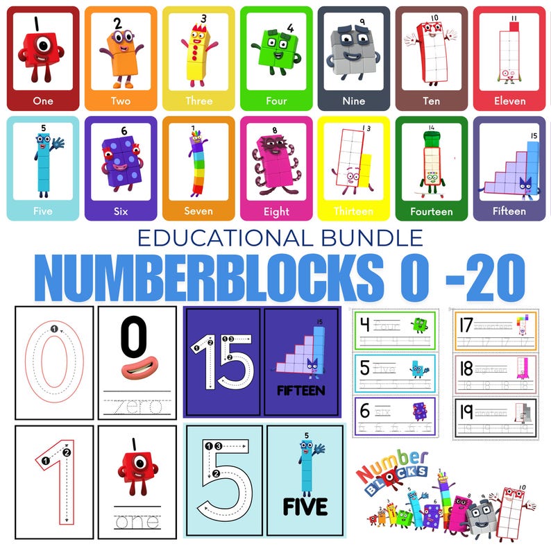 Numberblocks Printable Bundle Preschool Math Flashcards, Number Tracing ...