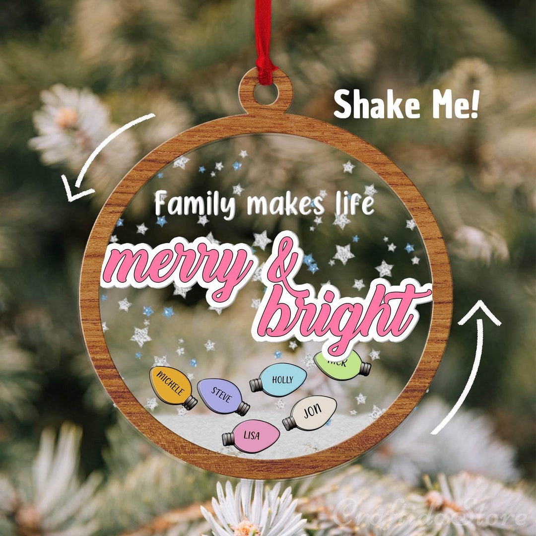 Family Makes Life Merry and Bright Ornament, Family Names Christmas ...
