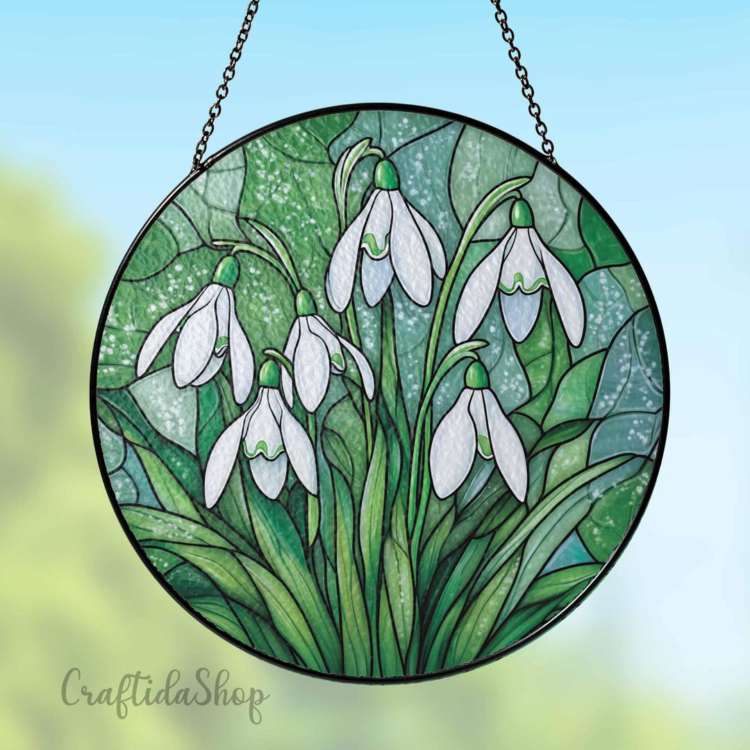 Snowdrop Stained Glass Suncatcher, Snowdrop Window Decor, Spring ...