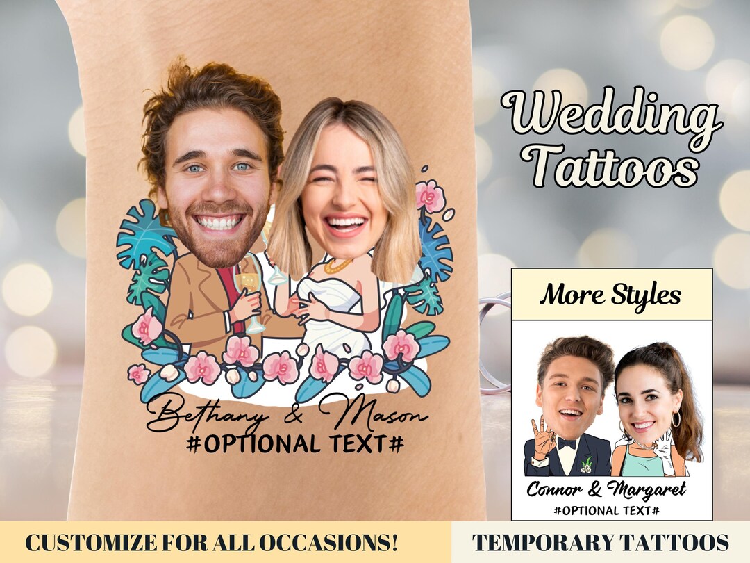 Custom Wedding Tattoos, Groom Face Tattoos, Bride Face Tattoos,custom ...