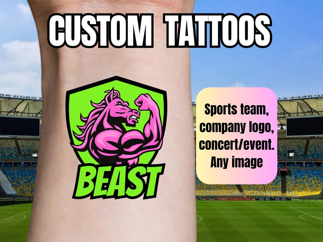 Custom Team Spirit Tattoos, Temporary Tattoos, Your Mascot Tattoo, Your ...