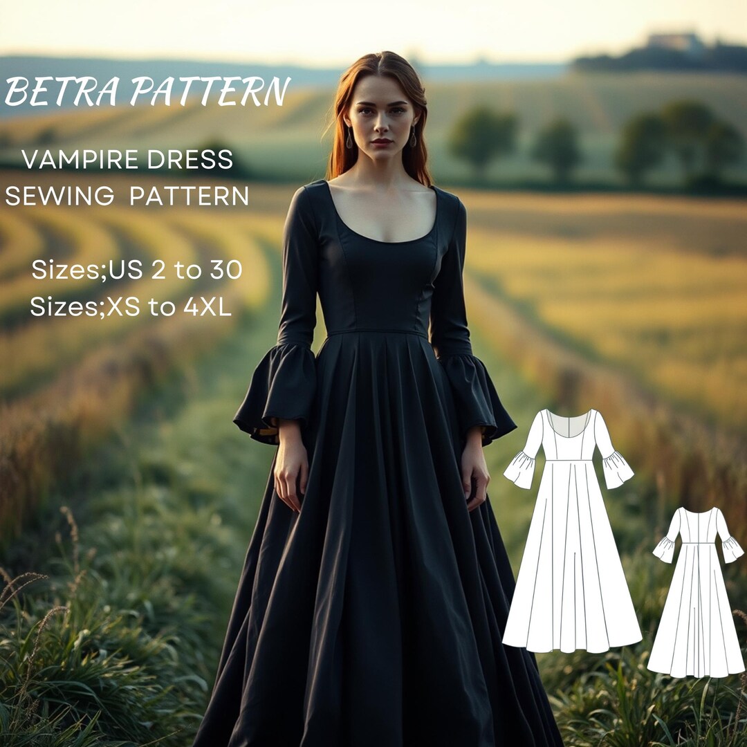 Vampire Dress Sewing Pattern,medieval Dress,witch Dress,vampire Costume ...