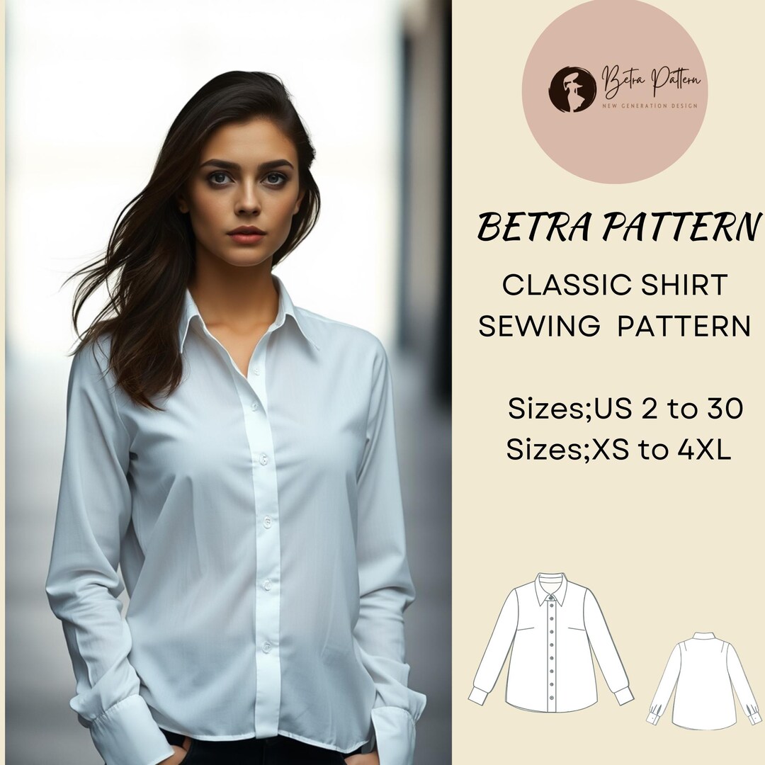 Women Classic Shirt Sewing Pattern,suit Shirt Pattern,buttondown Shirt ...