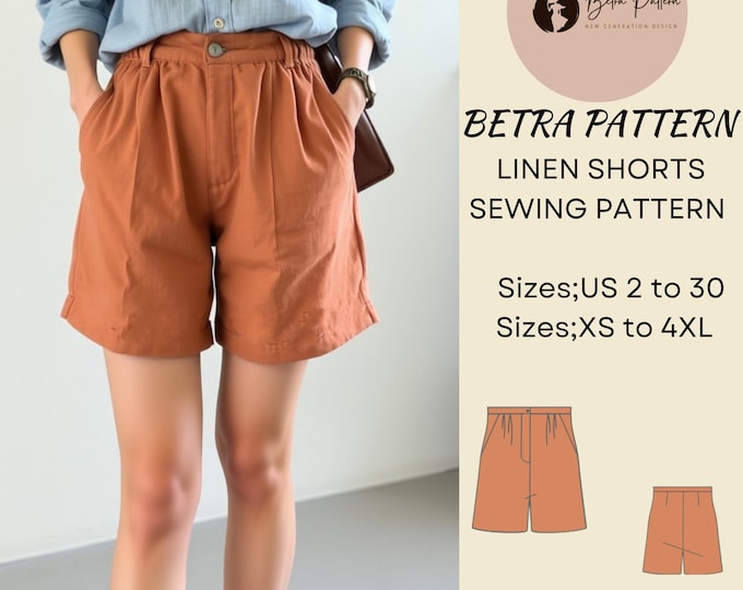 Wide Pleated Shorts high Waisted Digital PDF Sewing Pattern // US Size ...