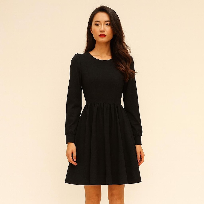 Long Sleeve Fall Dress Sewing Pattern: Above Knee (PDF A0/A4 US 2-30 ...