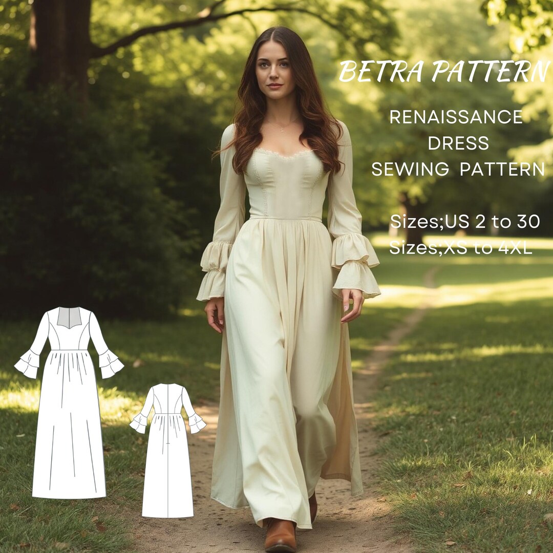 Renaissance Dress Sewing Pattern,medieval Maxi Dress,victorian Dress ...