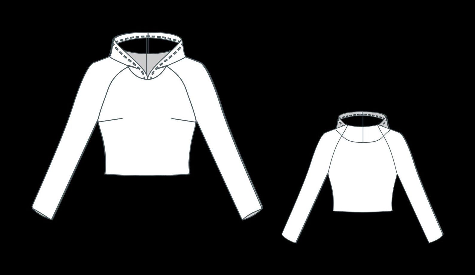 Hoodie Crop Sweatshirt Sewing Pattern: Raglan Sleeve, XS-4XL (PDF ...