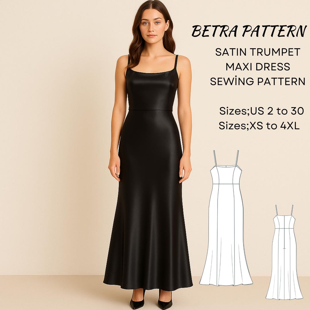 Satin Trumpet Maxi Dress Sewing Pattern: Silk Ball Gown (digital ...