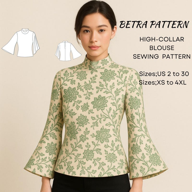 High Collar Blouse - Etsy