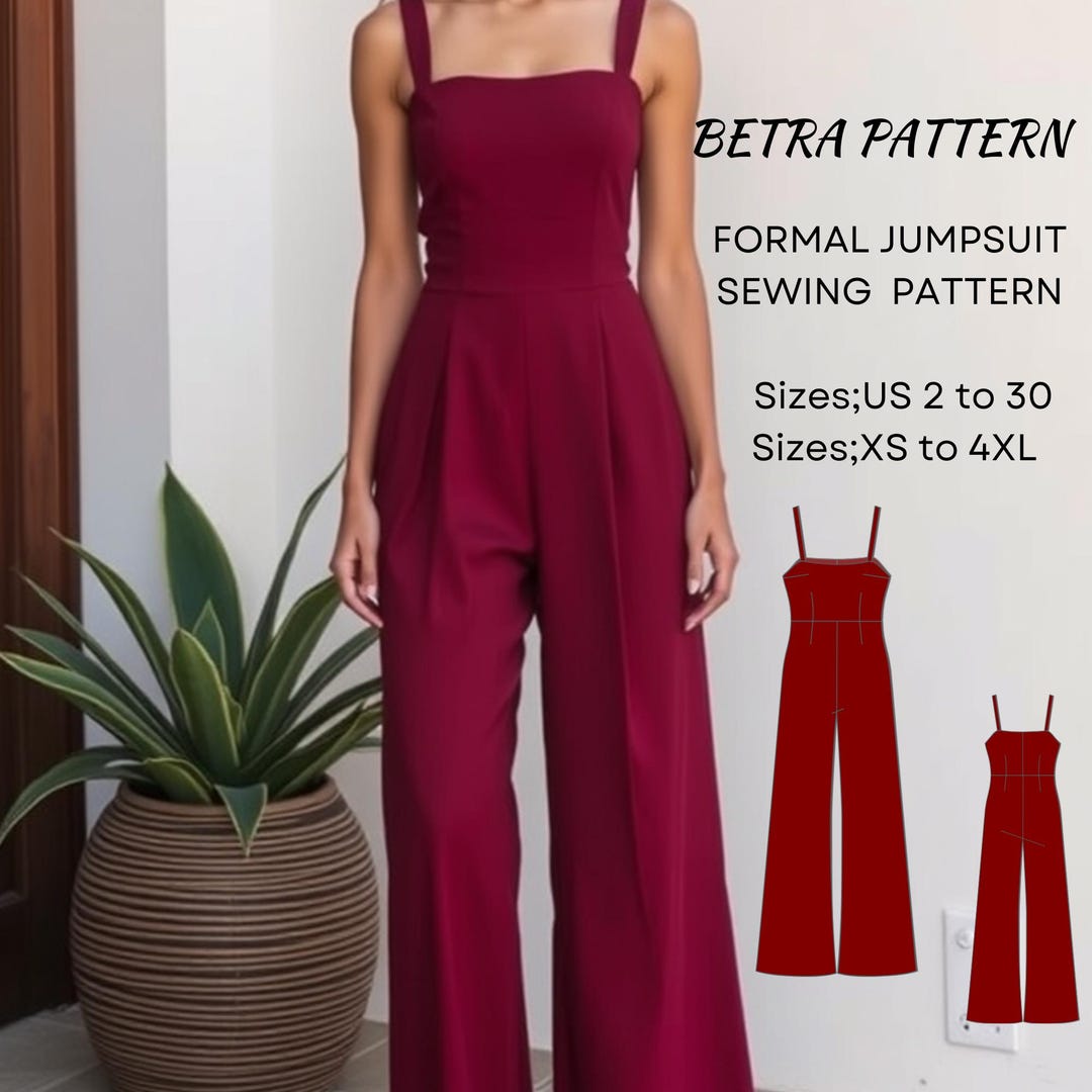 Formal Jumpsuit Sewing Pattern,palazzo Leg Jumpsuit,dungaree Pattern ...