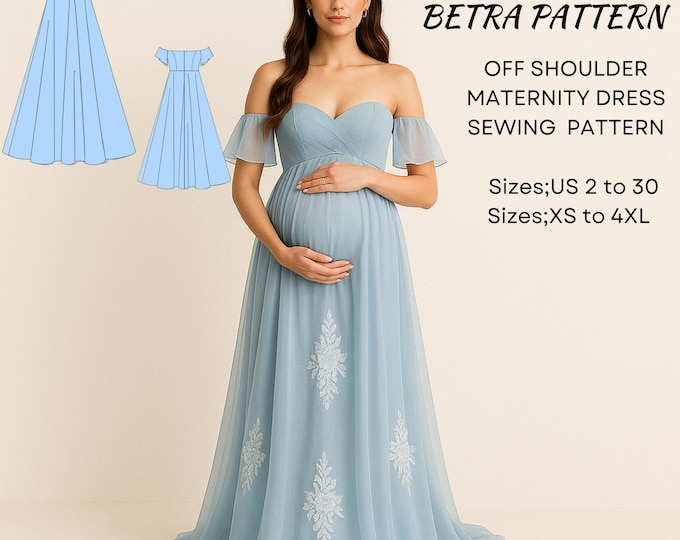 Maternity off Shoulder Ruffle Bodice. Pdf Sewing Pattern and Tutorial ...