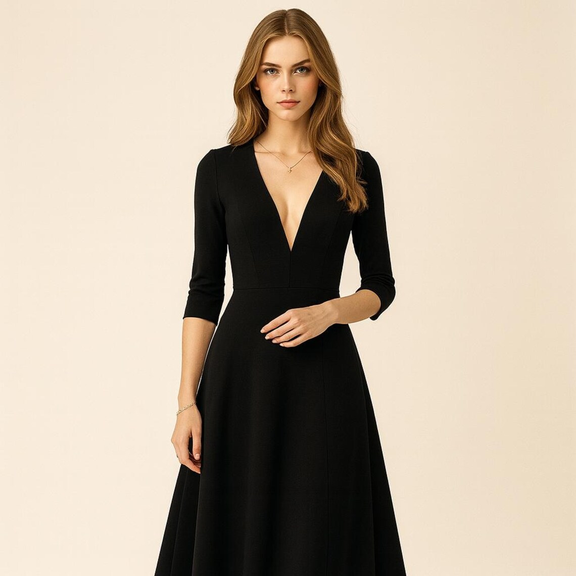 Deep V-neck Maxi Dress Sewing Pattern: A-line Evening Gown (PDF Pattern ...