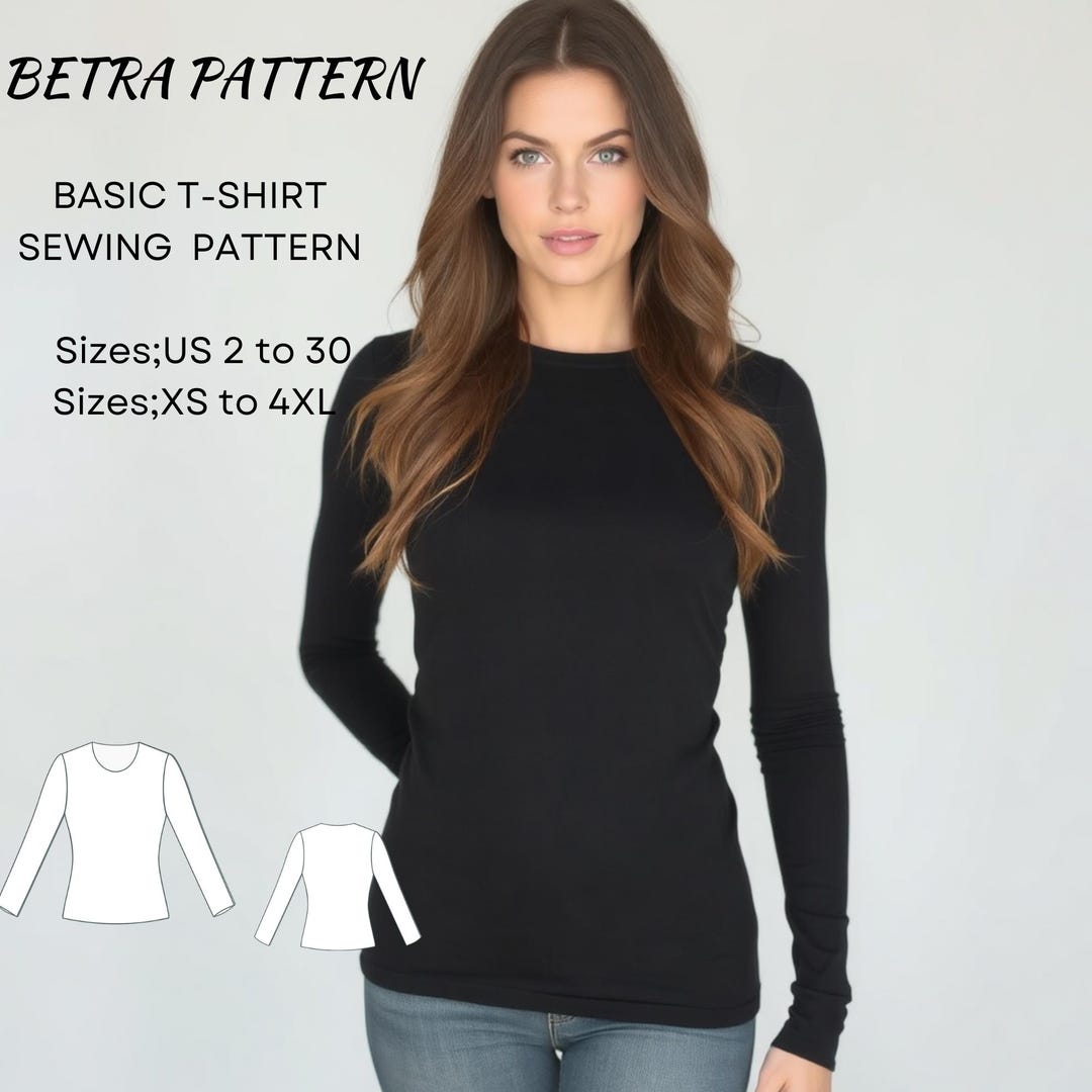 Simple T-shirt Sewing Pattern,women Blouse,long Sleeve T-shirt,basic T ...