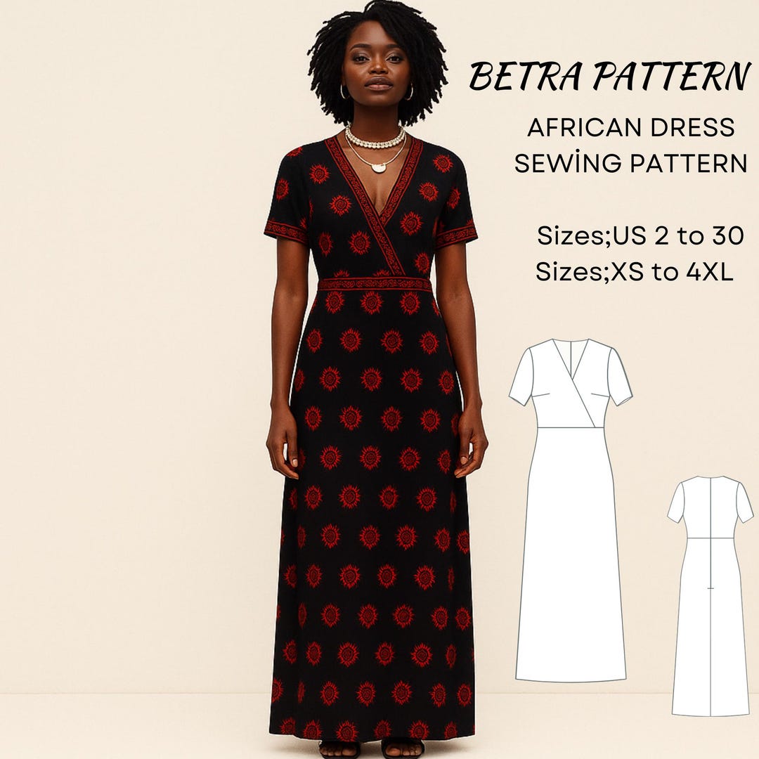 African Ankara Maxi Dress Sewing Pattern: Boho Tribe Style (PDF Pattern ...
