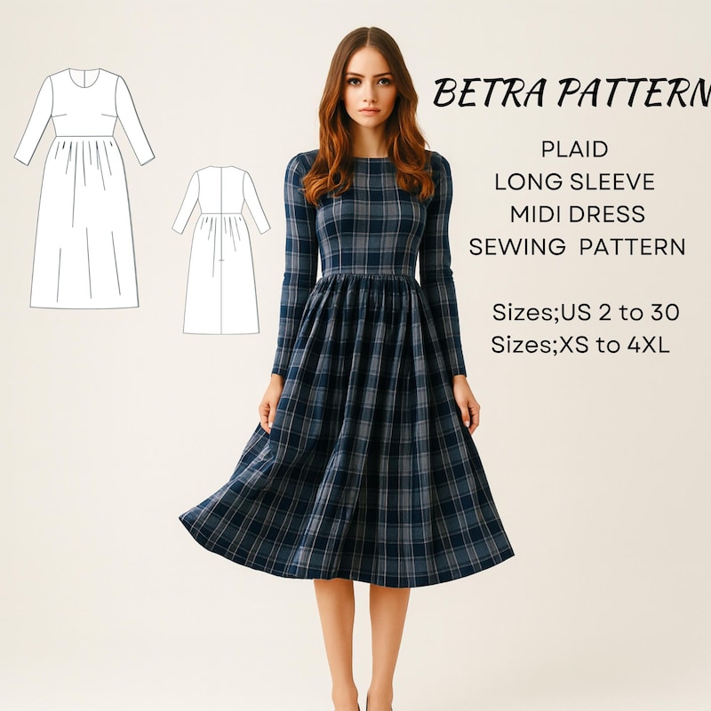 Long Sleeve Midi Dress - Etsy