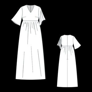Linen Maternity Maxi Dress Sewing Pattern: V-neck Drifter Style ...