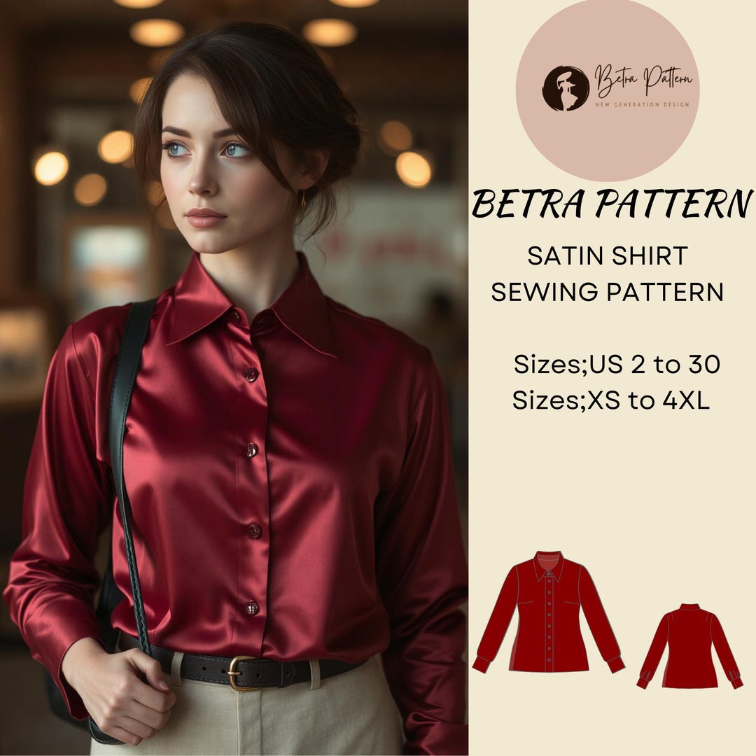 Satin Shirt Sewing Pattern,silk Blouse,cottagecore Shirt,casual Blouse ...