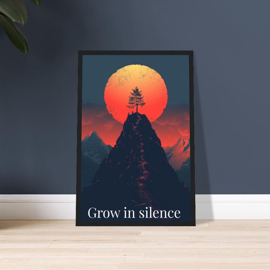 Motivational Poster, Grow in Silence, Tree/ Sunsetpremium Matte Paper ...
