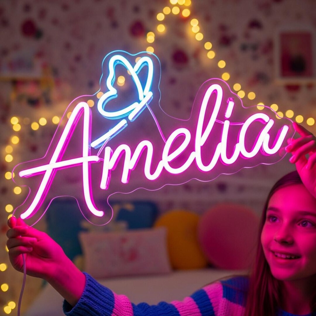 Custom Name LED Neon Sign for Bedroom Wall | Personalized Room Light ...