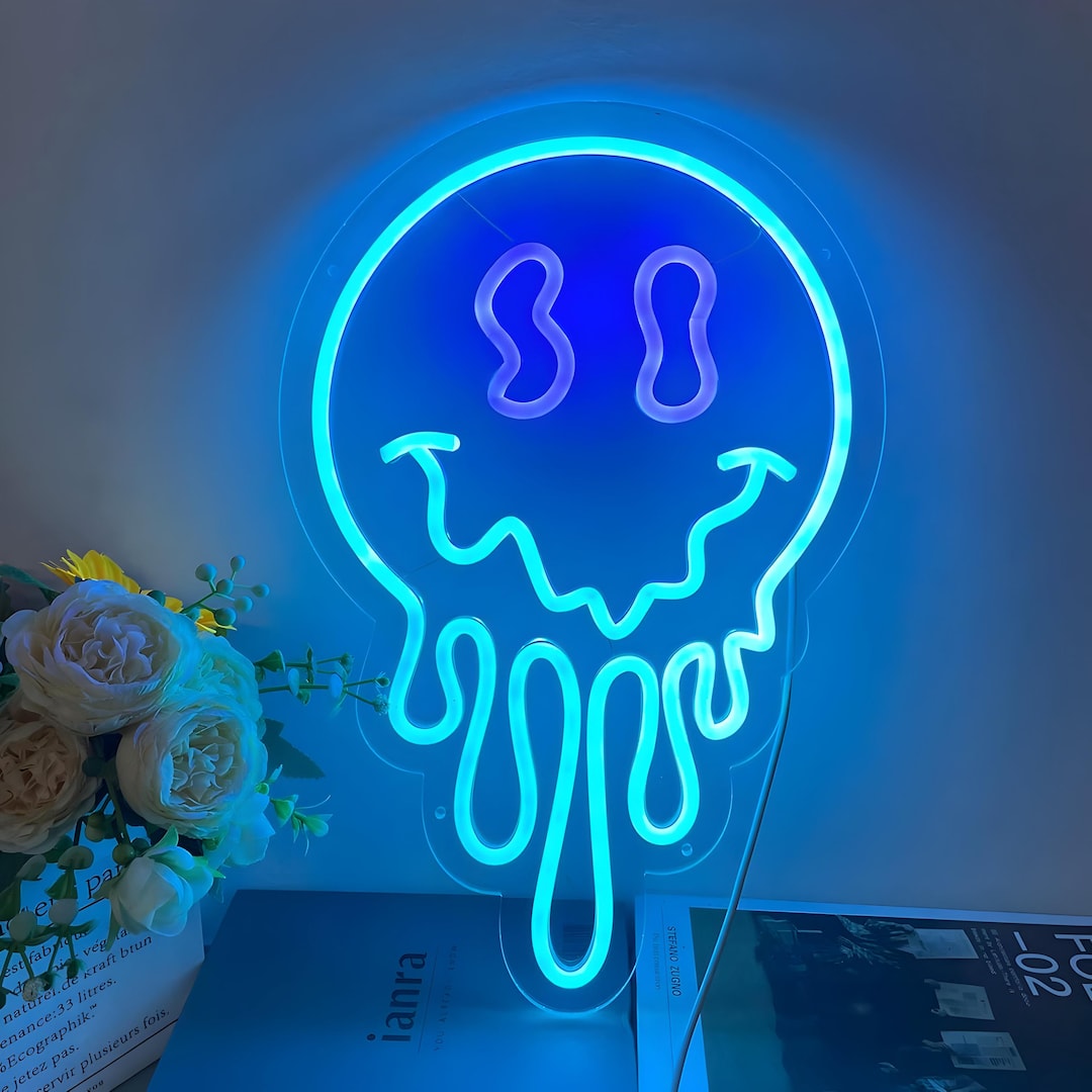 Melting Smiley Face Neon Sign | Led Neon Sign | Acrylic Neon Sign ...