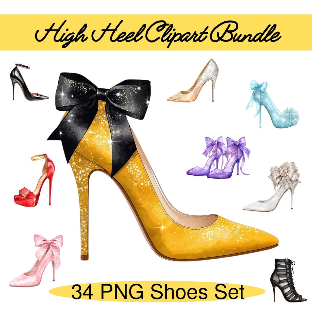 High Heel Clipart Bundle | 34 PNG Shoes | Fashion Heels, Stilettos ...