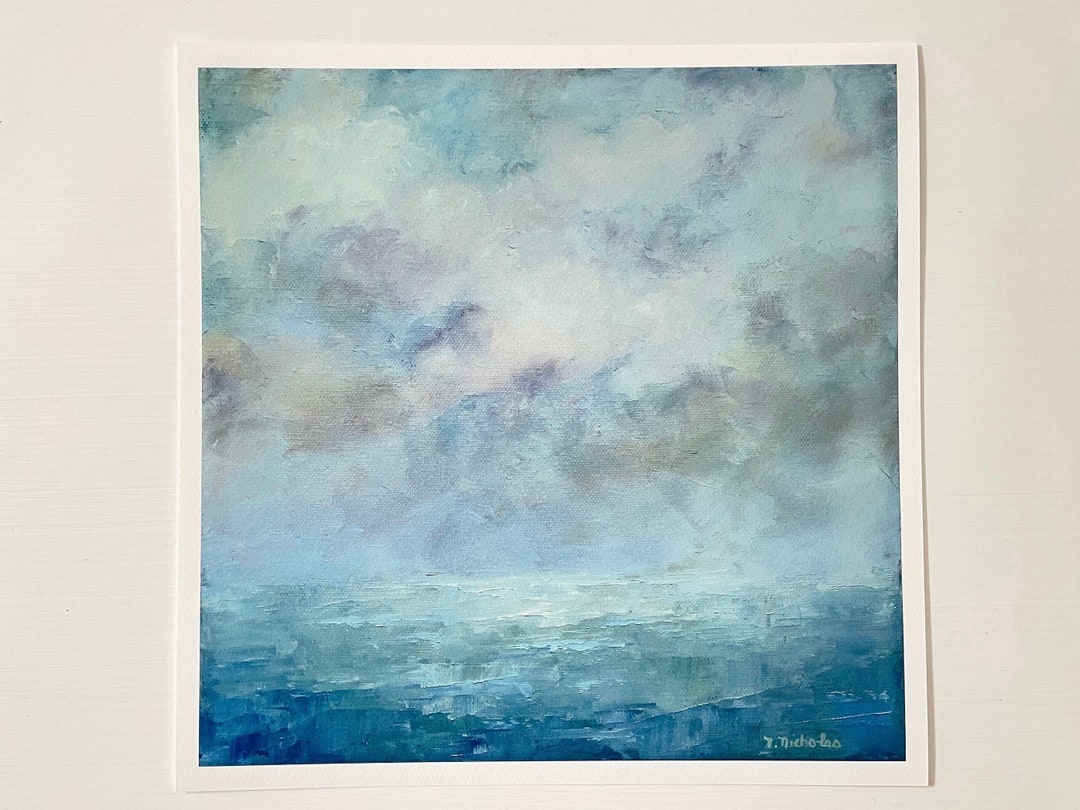 Blue Ocean Art Print, Small Abstract Seascape, Original Giclee 12 X 12 ...