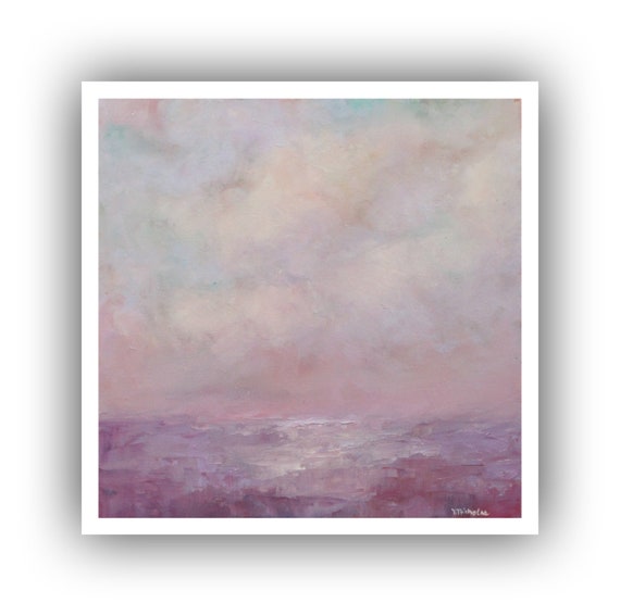 Purple Pastel Art Print of Original Painting Sunset Sky and - Etsy
