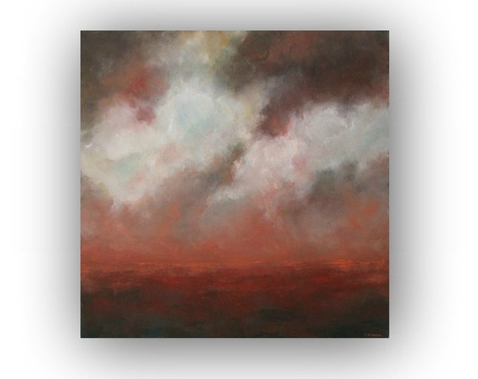 Storm Clouds Painting Oil on Canvas Brown Orange White Pink 24 X 24 ...