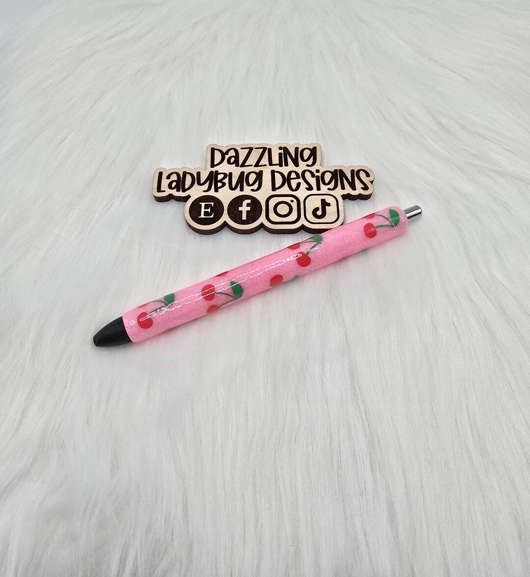 Cherry Pen | Custom Glitter Pen | Refillable Gel Pen | Personalized - Etsy