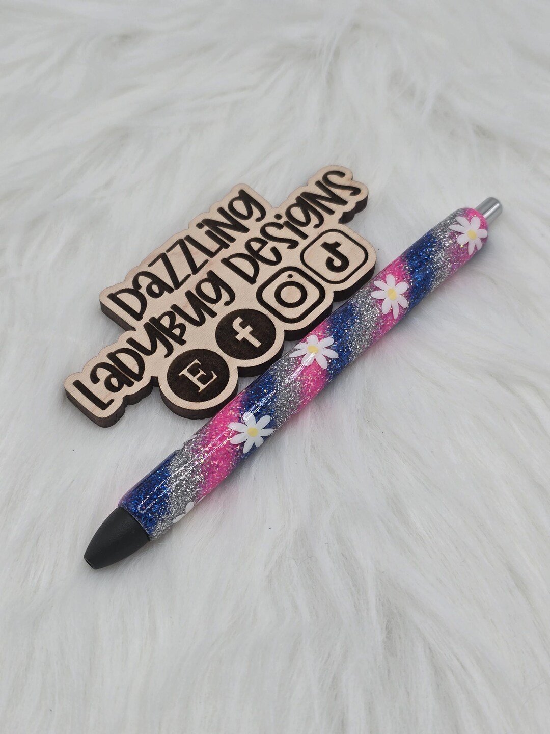 Glitter Daisy Gel Pen: Custom Refillable Pen - Etsy