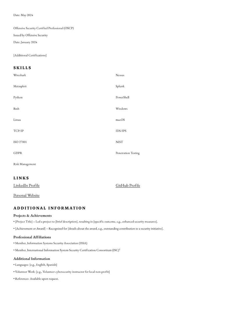 Cyber Security Resume Template, ATS Friendly, Native English Speaker - Etsy