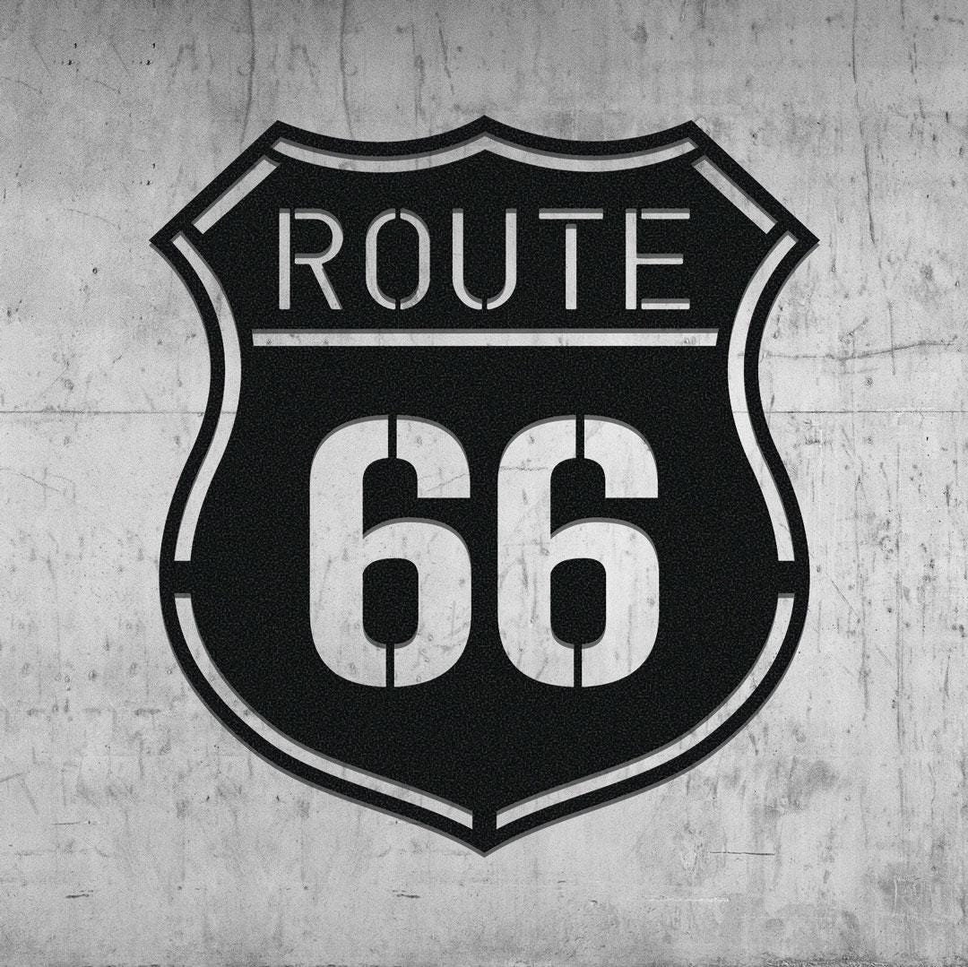 Route 66 Metal Garage or Man Cave Sign Great Gift for the Biker Guy or ...