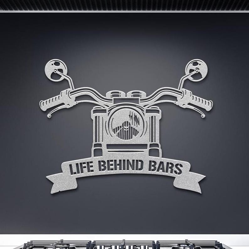 Life Behind Bars Motorcycle Handle Bars Metal Garage Sign for the Biker ...