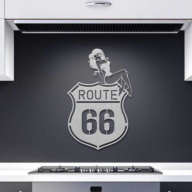 Route 66 Pin up Girl Metal Garage or Man Cave Sign - Etsy