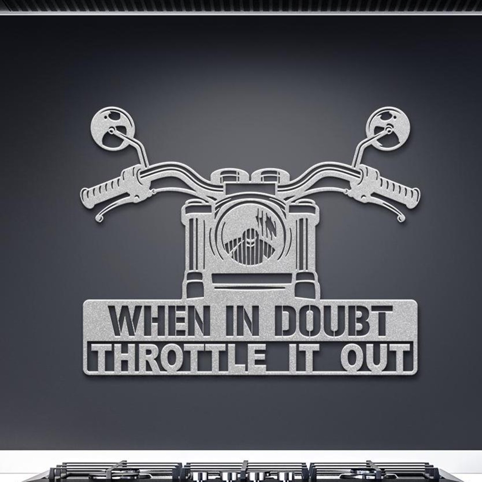 When in Doubt, Throttle It Out Motorcycle Handle Bars Garage Sign for ...