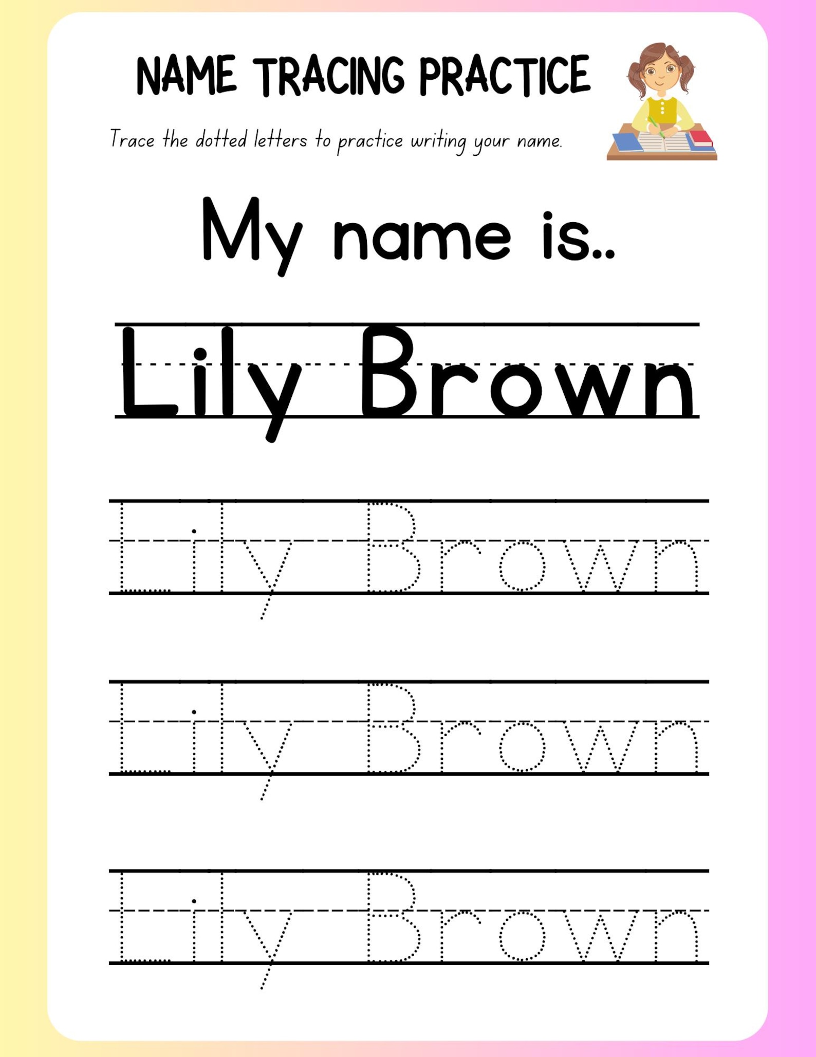 Editable Name Tracing Worksheet (DIGITAL) - Etsy