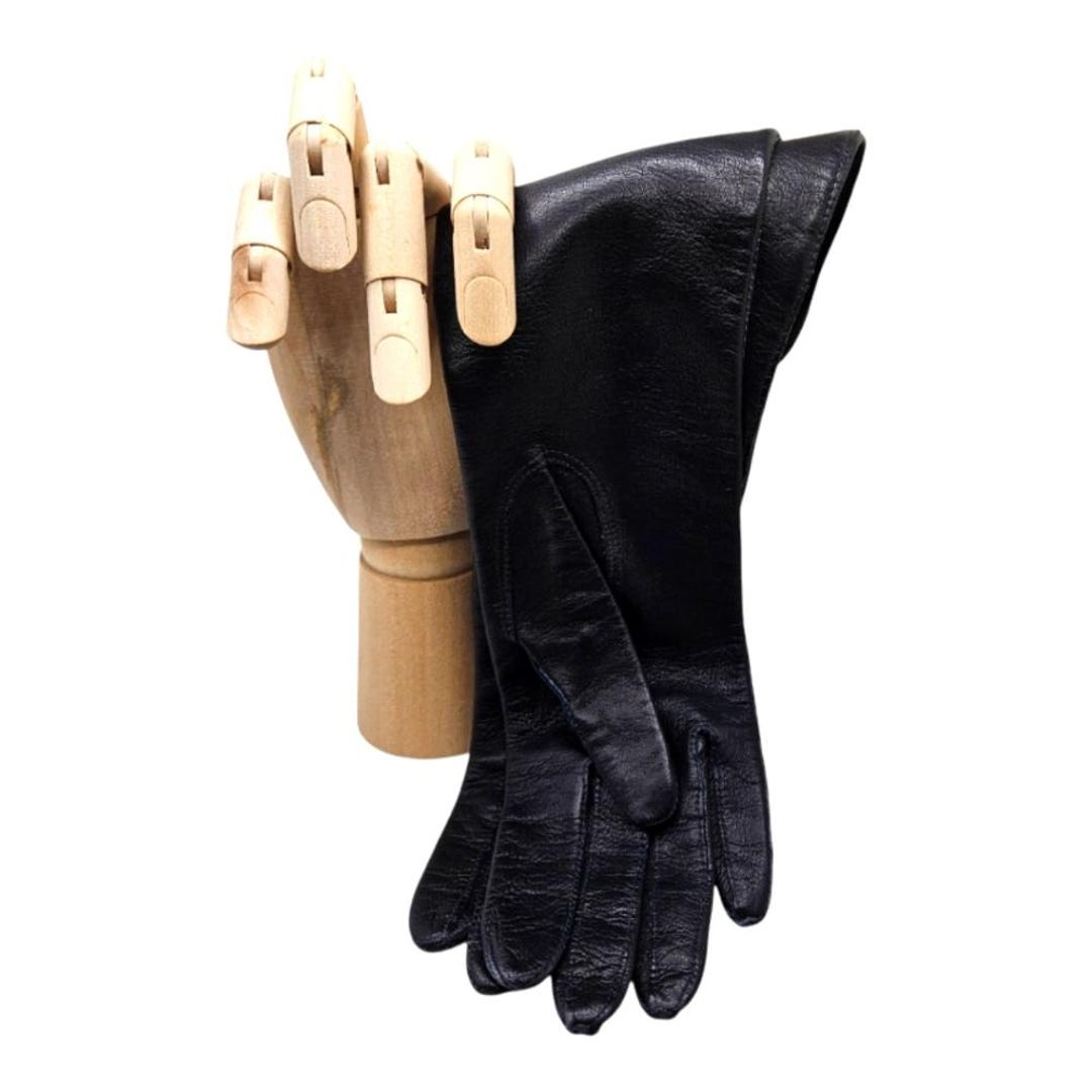 Gandoe Black Kid Leather Silk Lined Long Black Opera Gloves Size 6.5 - Etsy