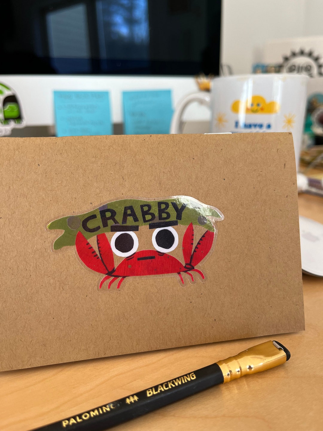 Crabby Crab Vinyl Sticker: Transparent Decal for Laptop, Water Bottle ...