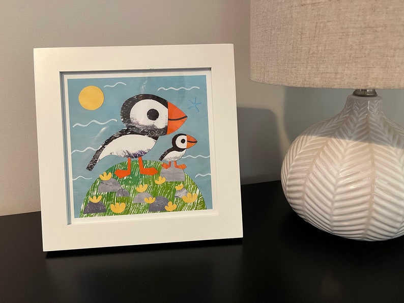 Baby Puffin Art Print: Mama and Chick, Colorful Nursery Decor - Etsy