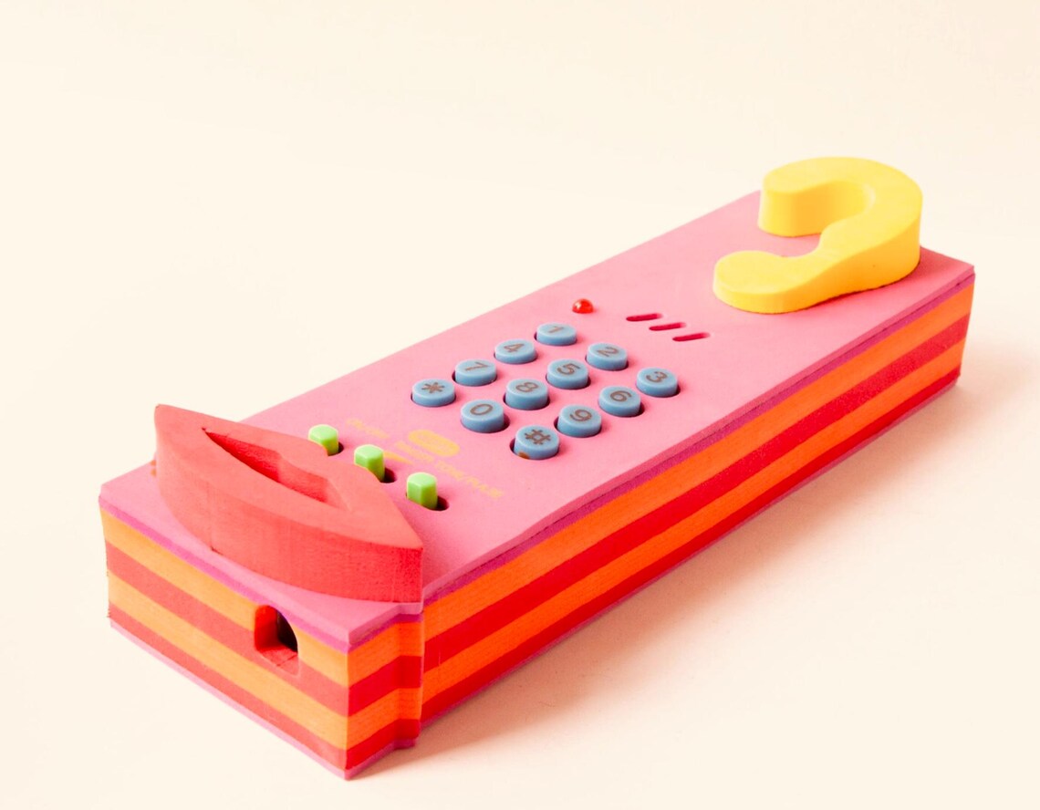 CANETTI Soft Phone | Vintage 90s Postmodern Hot Pink Memphis Abstract ...